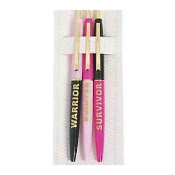 Office | 3 Breast Cancer Warrior Pink Ribbon Ballpoint Pens Survivor ...